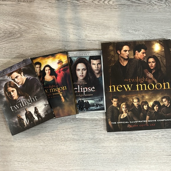 twilight | Media | The Twilight Saga Trilogy Dvds New Moon Movie Book | Poshmark